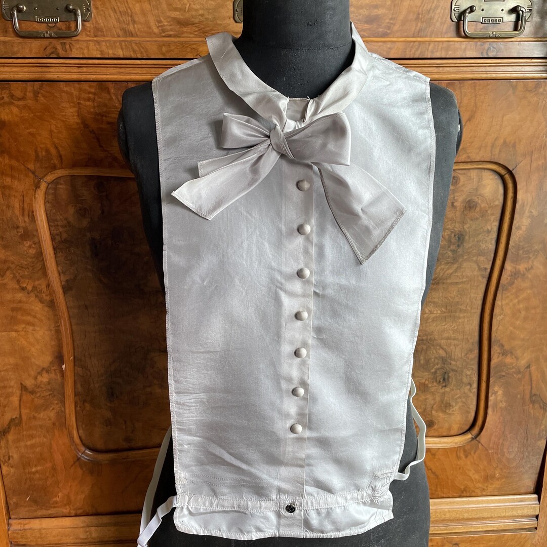 Rare Vintage 1930s Grey Silk Bib Dickie Front Top With Collar and ...