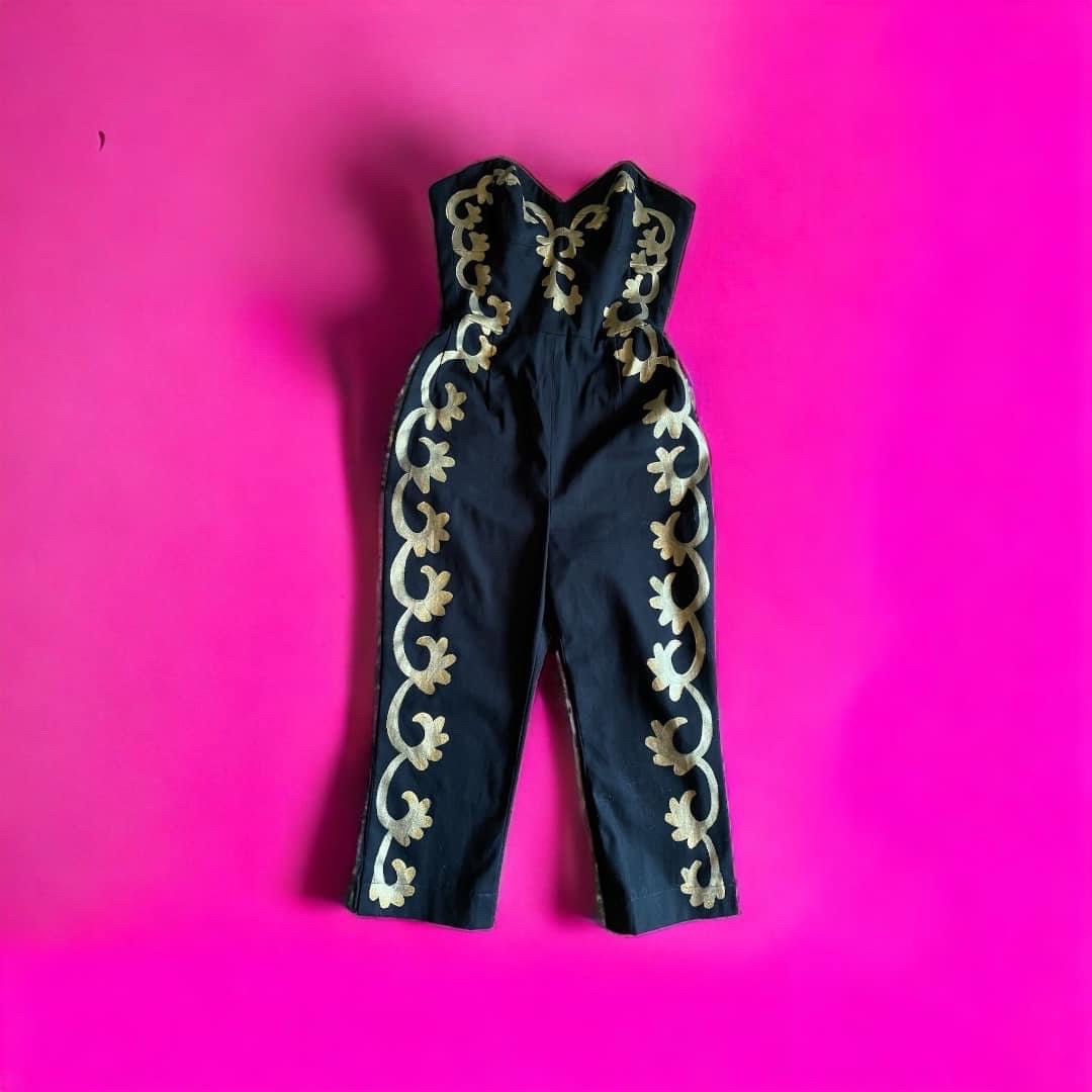 1950s Vintage Custom-made Mexican Handpainted Jumpsuit, Strapless ...