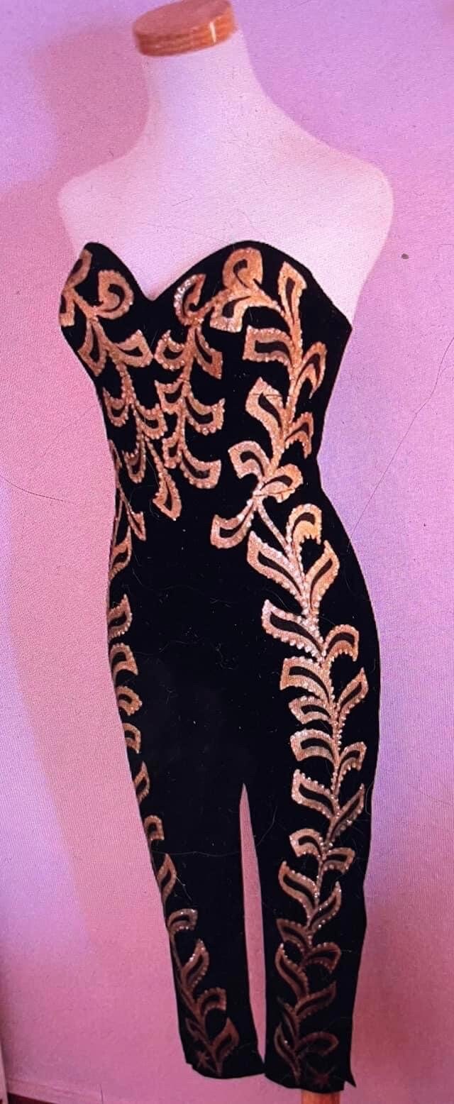 1950s Vintage Custom-made Mexican Handpainted Jumpsuit, Strapless ...
