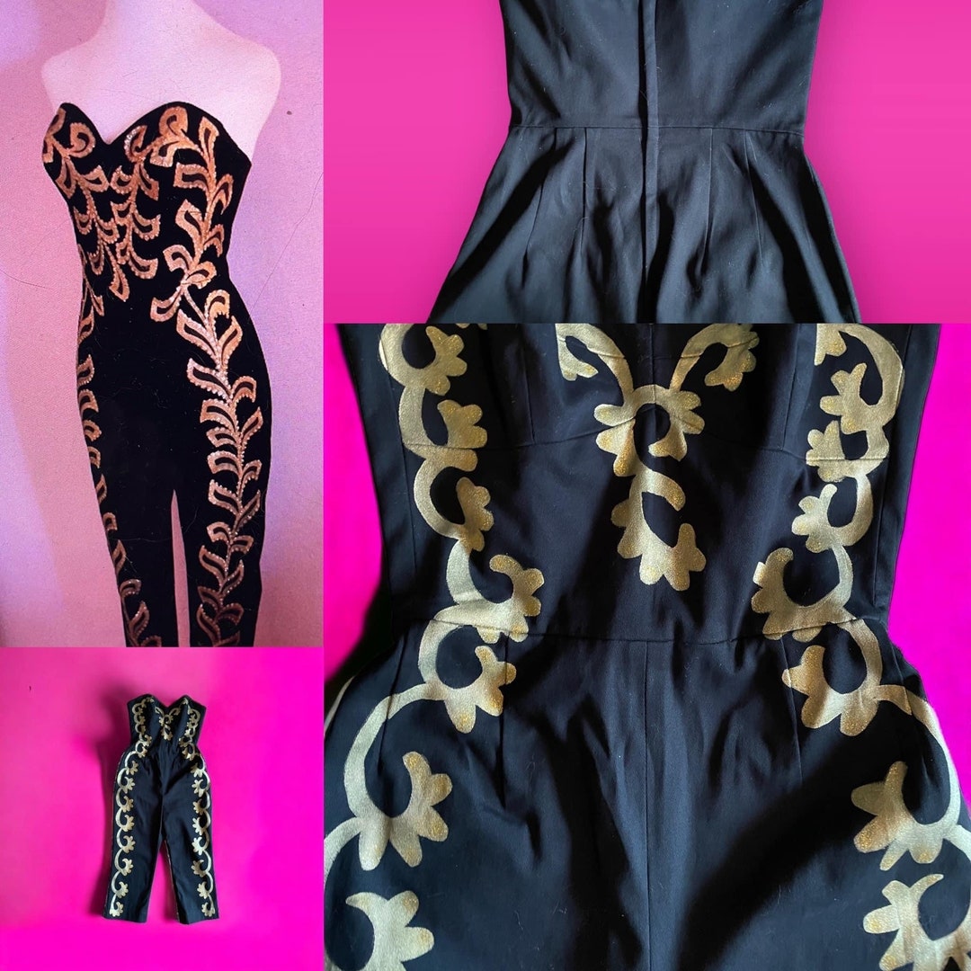 1950s Vintage Custom-made Mexican Handpainted Jumpsuit, Strapless ...
