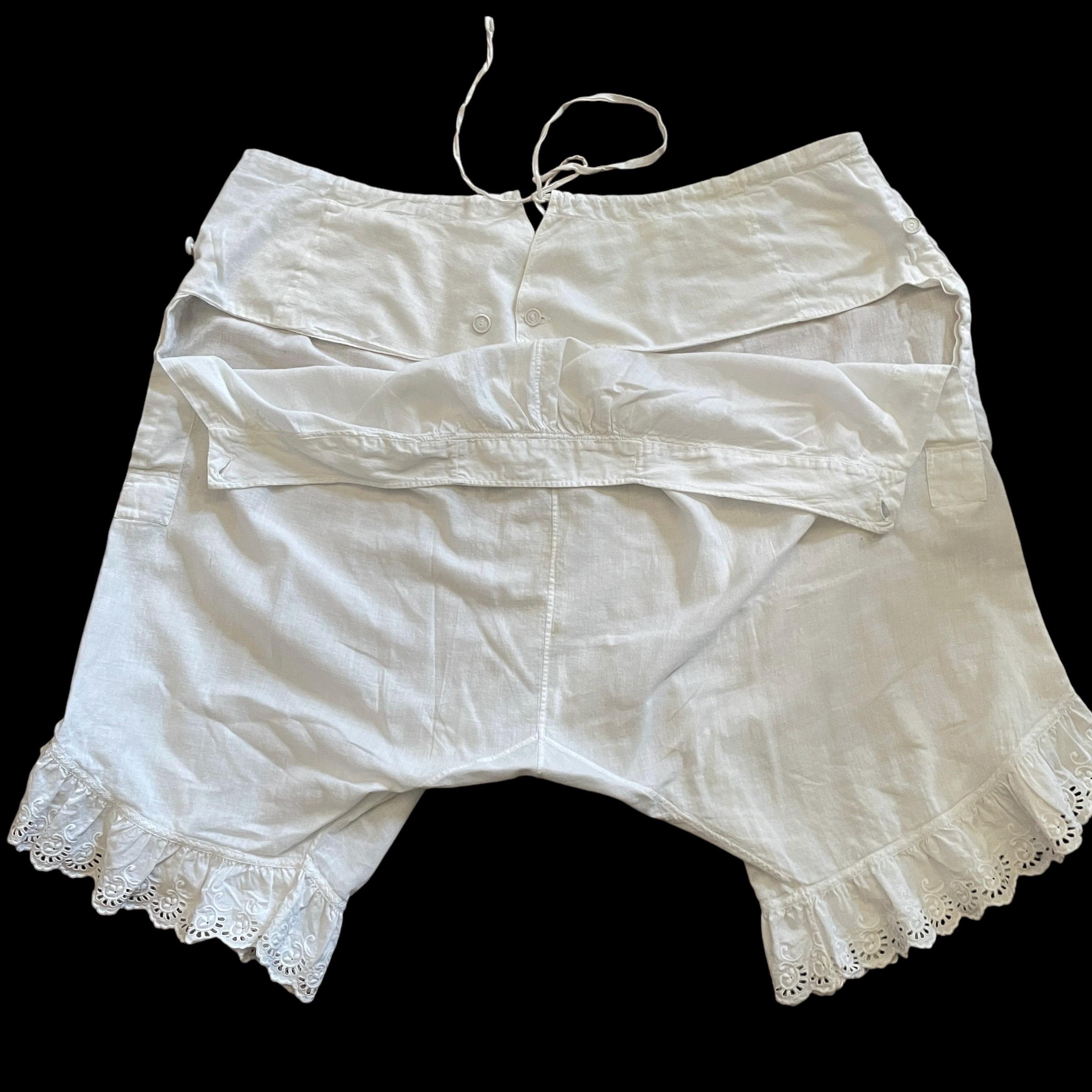 Bloomers White Cotton With Volant and Embroidered Trim With Buttoned ...