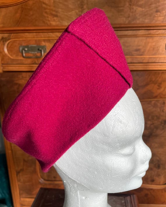 Rare Original 1940s halo hat Art Deco bordeaux - Gem