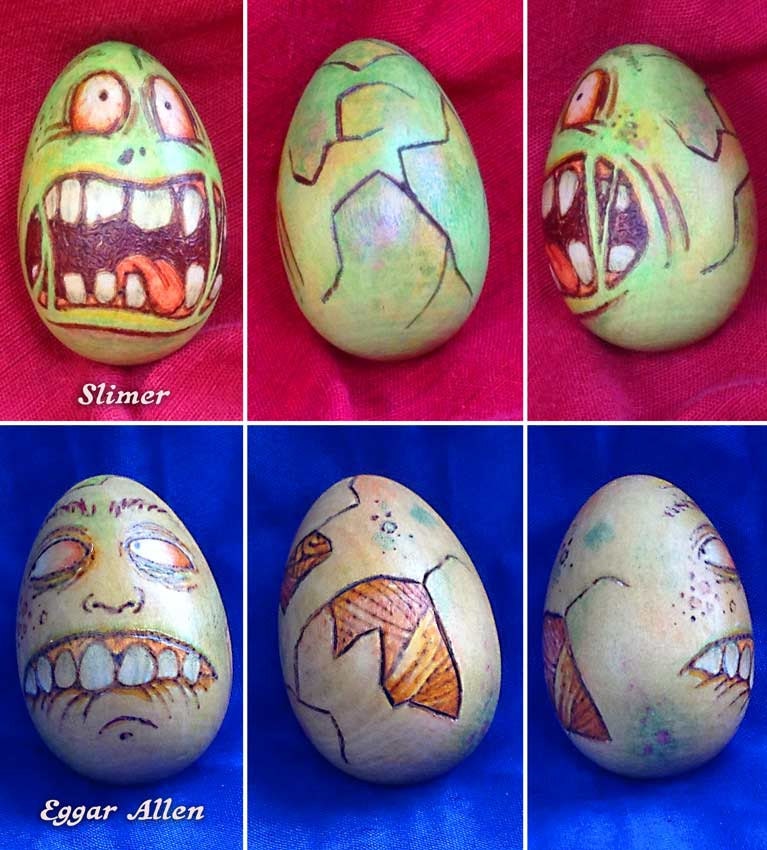 Set of 6 Woodburned Zombie Eggs in Recycled Paperboard Egg Carton - Etsy