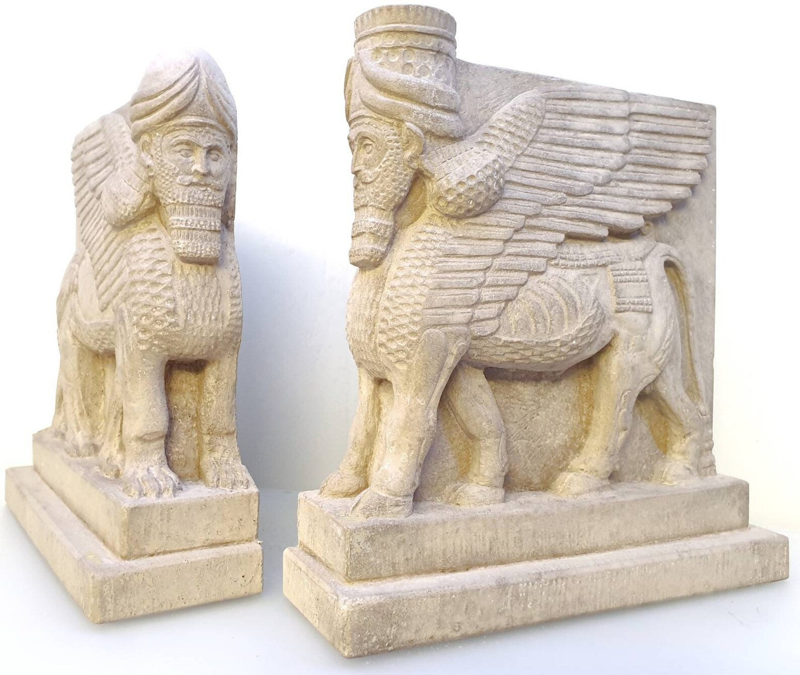 Assyrian Lamassu Bookends Carved Stone Guardians Museum | Etsy