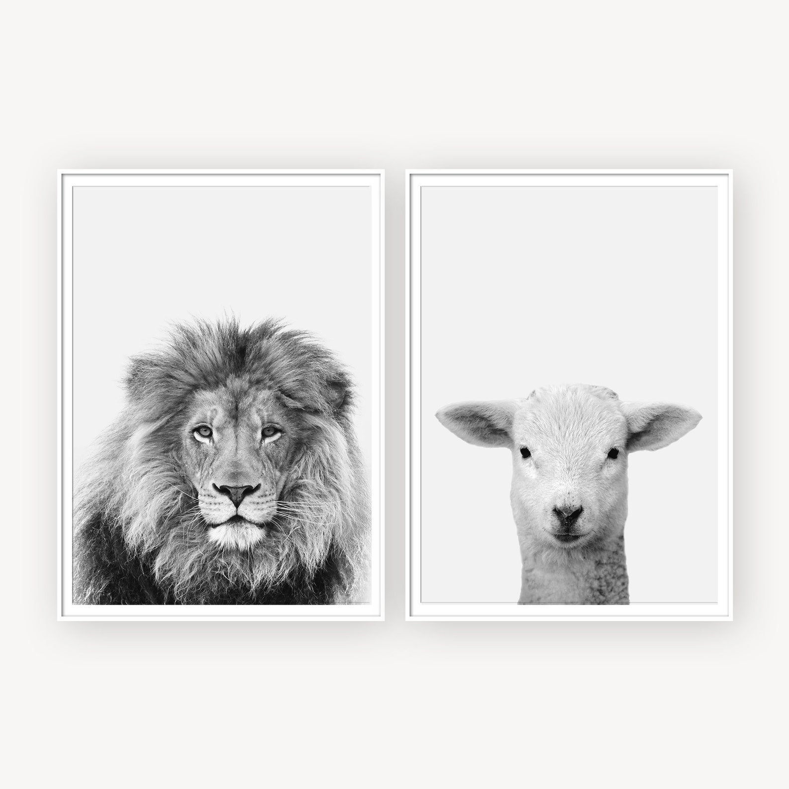 Lion and Lamb Wall Art Lion Print Home Decor Animals Wall | Etsy