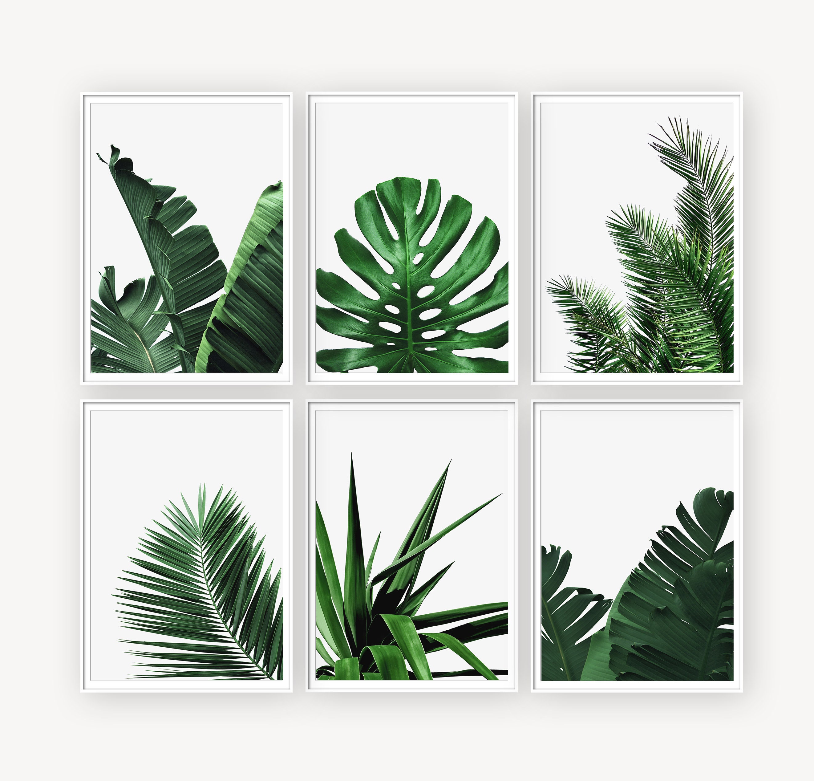 Palm Leaf Print Set Leaves Printable Set Of 6 Prints Etsy