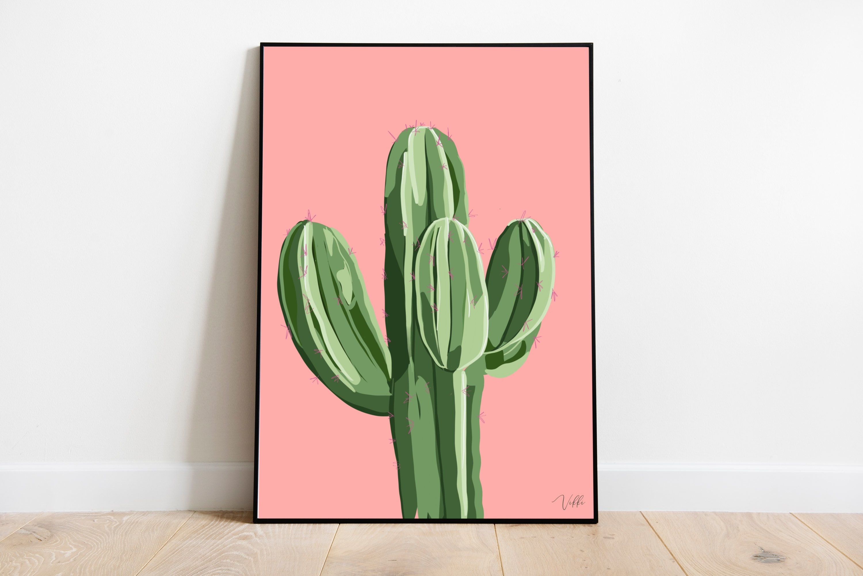 Pink Cactus Art Print / Poster / Botanical art Print / | Etsy