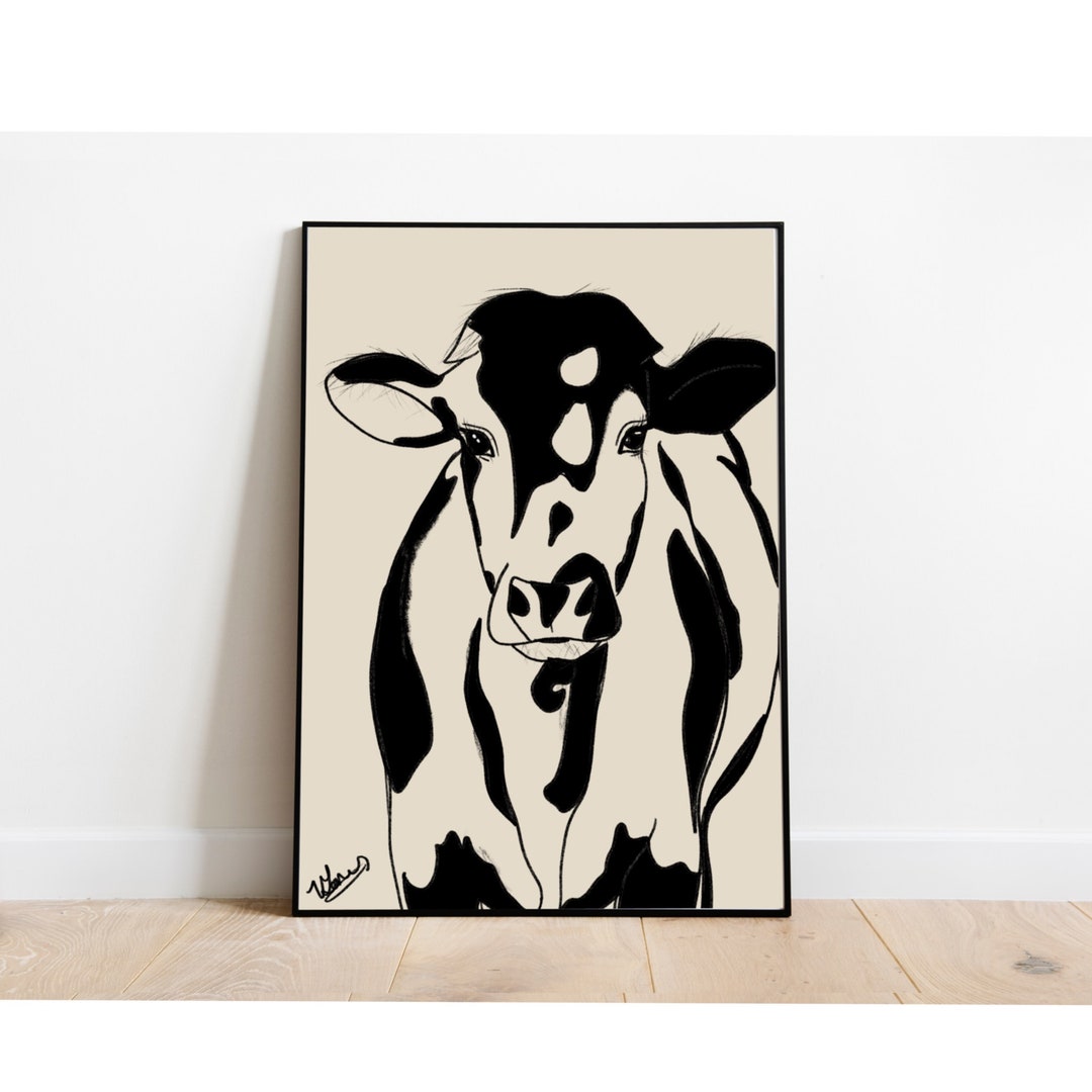Vintage Cow Art Print / Line Art / Wall Art Gift / Nursery / Living ...