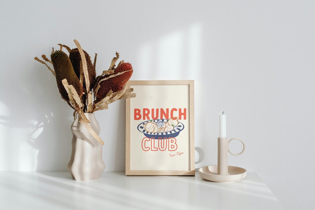 Brunch Club Art Print | Brunch Poster | Breakfast Wall Art | Kitchen ...