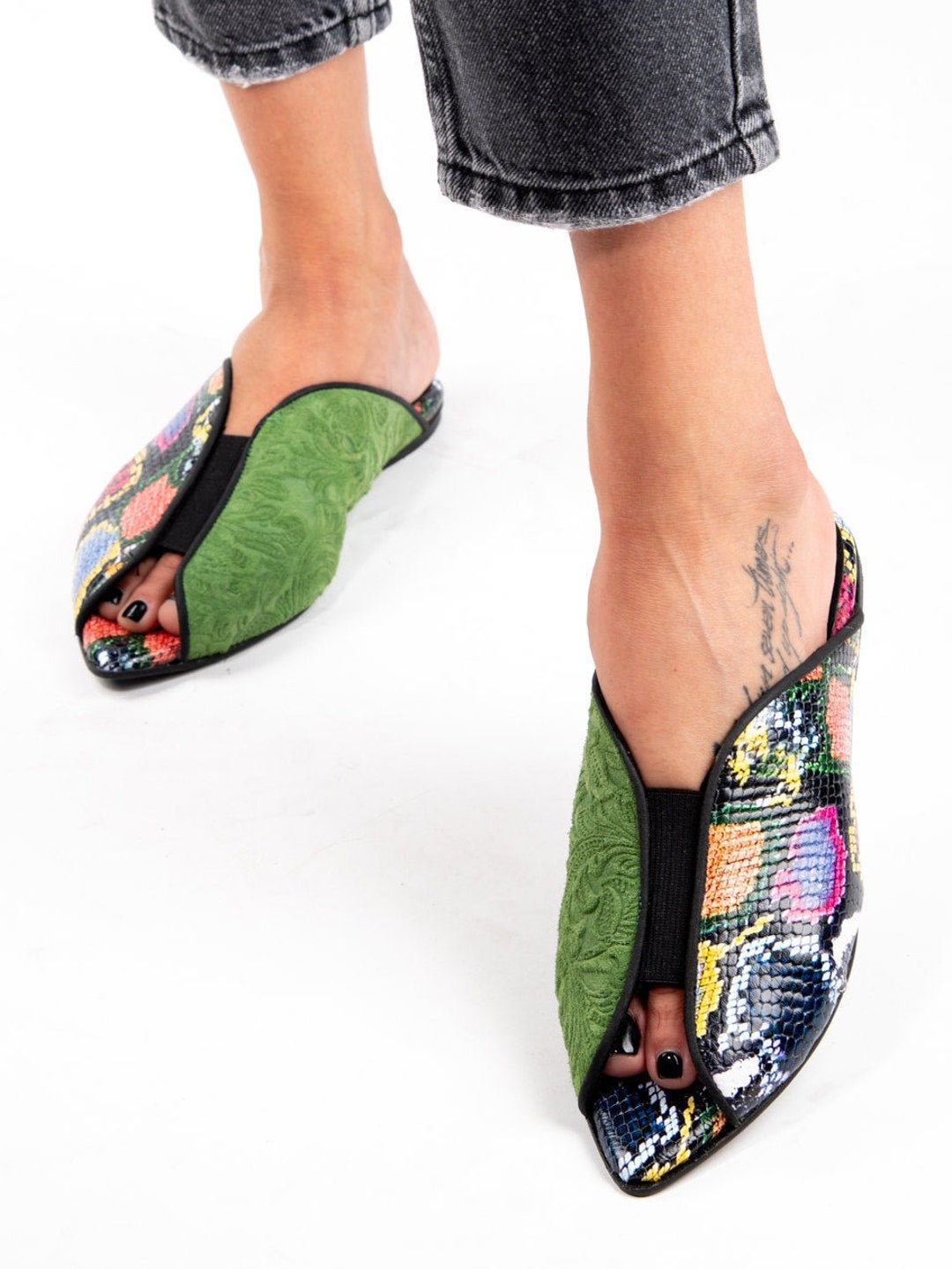 Colorful Leather Mules Mules Shoes Made in Greece Greek - Etsy UK