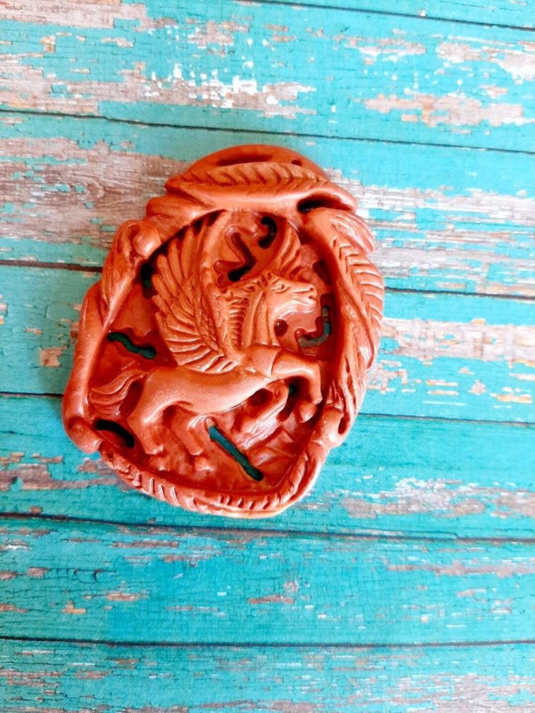 Hand Carved Pegasus Red Malachite Gemstone Pendant/jewelry Making - Etsy
