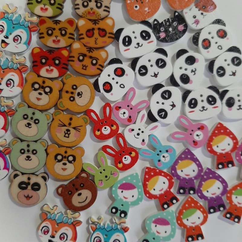 Wood Girls Buttons - Etsy