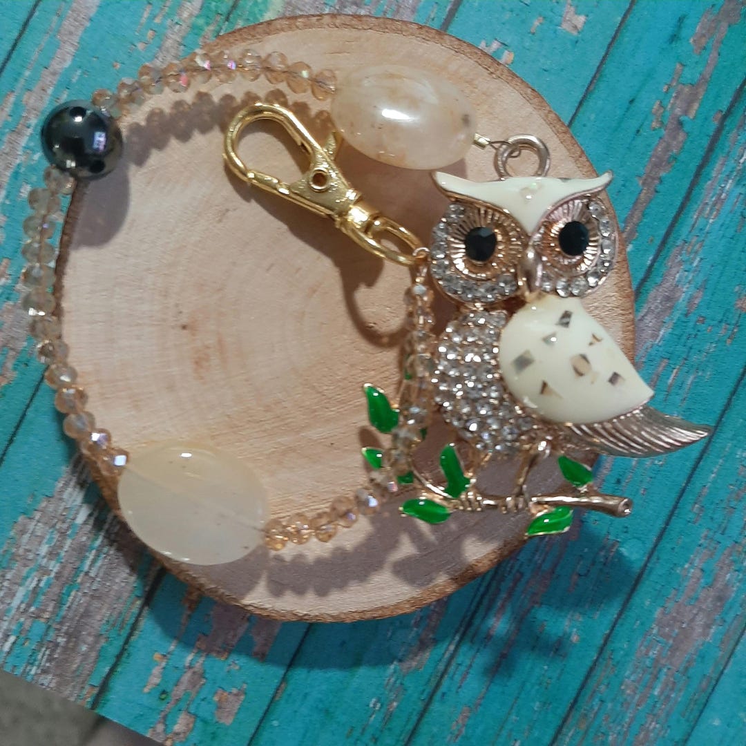 White Owl Sun Catcher/car Rear View Mirror Decor/rhinestone Owl - Etsy