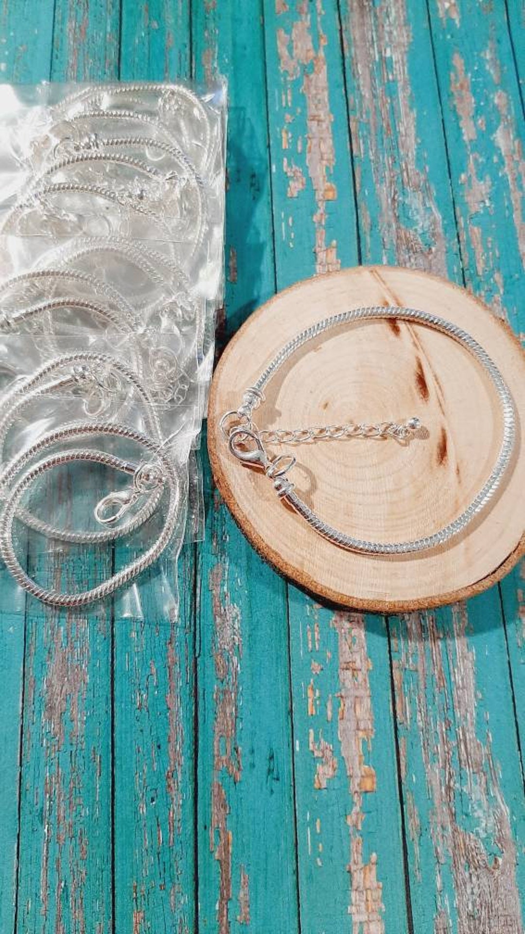 Snake Chain European Bracelet Starters, 7 1/2" Chains - Etsy