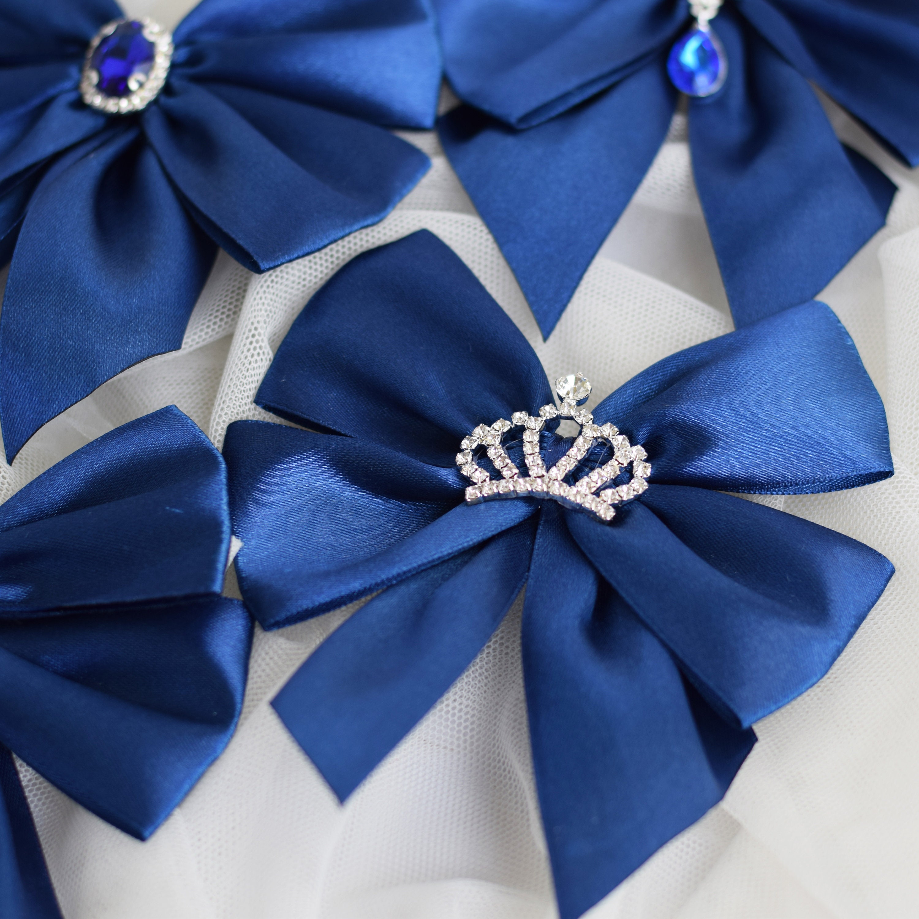Christmas Tree Bows Satin Tree Bows Xmas Navy Blue Bows Decorative Bows ...