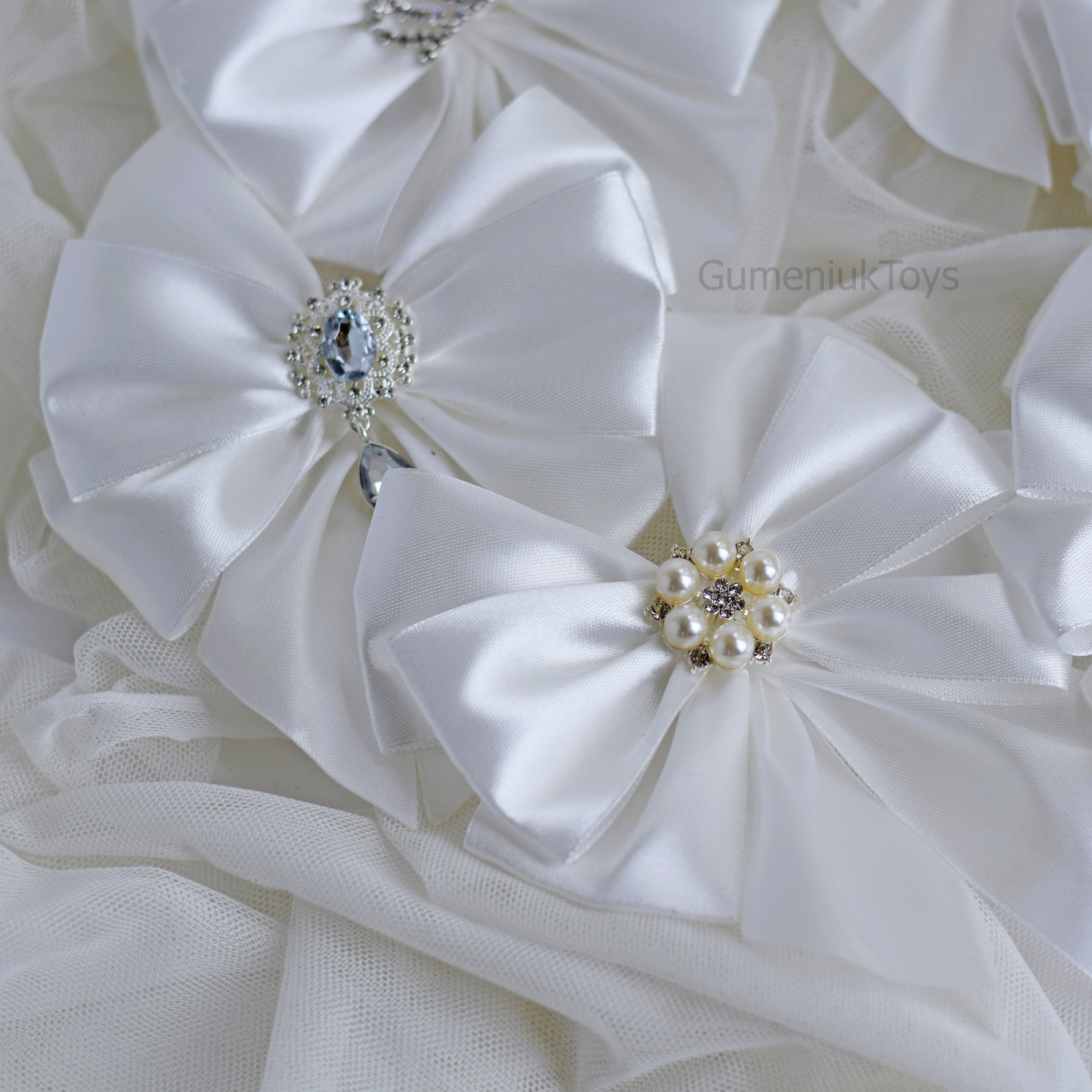 Christmas Tree Bows Satin Tree Bows Xmas off White Bows Decorative Bows ...