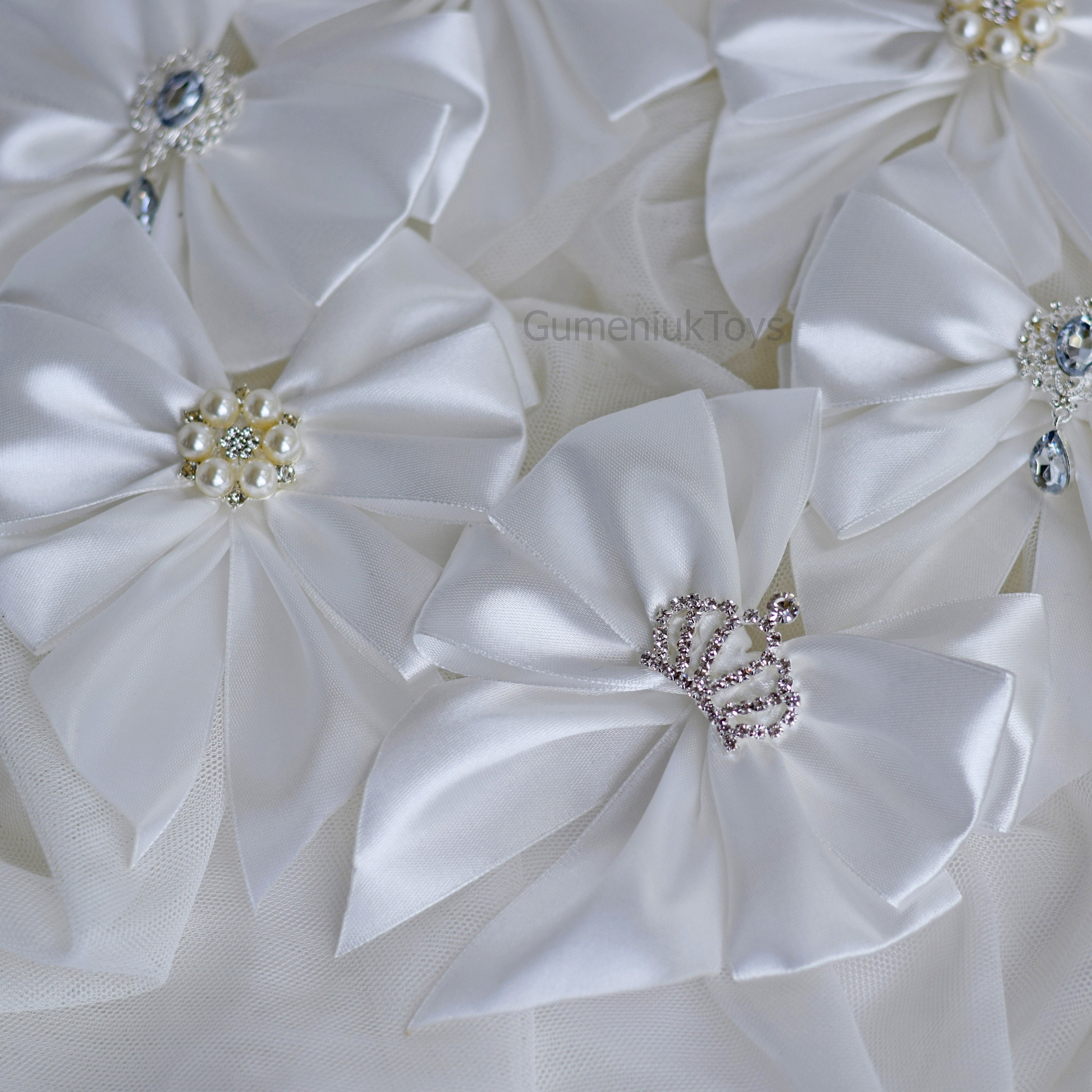 Christmas Tree Bows Satin Tree Bows Xmas off White Bows Decorative Bows ...