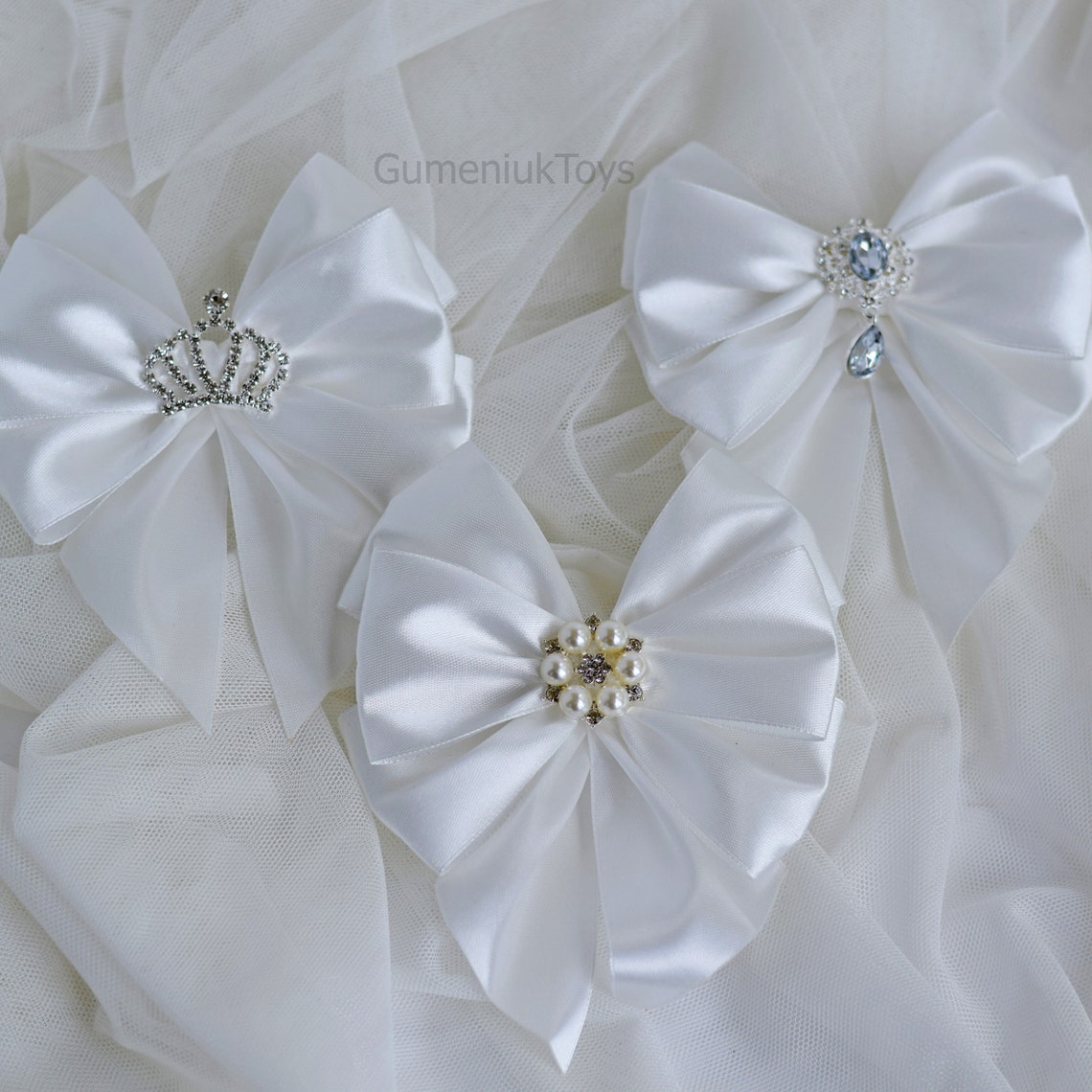 Christmas Tree Bows Satin Tree Bows Xmas off White Bows Decorative Bows ...