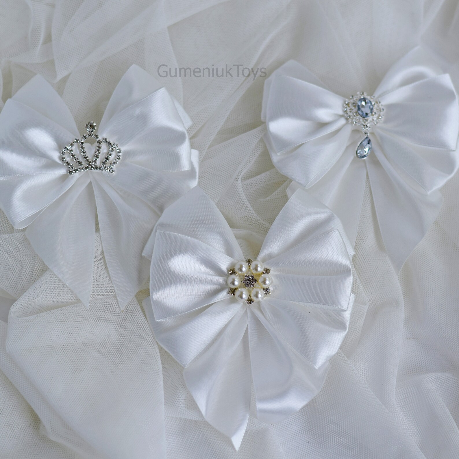 Christmas Tree Bows Satin Tree Bows Xmas off White Bows Decorative Bows ...