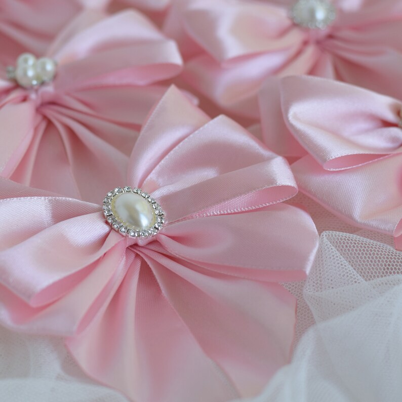 Christmas Tree Bows Satin Tree Bows Xmas Pink Powder Bows Decorative ...