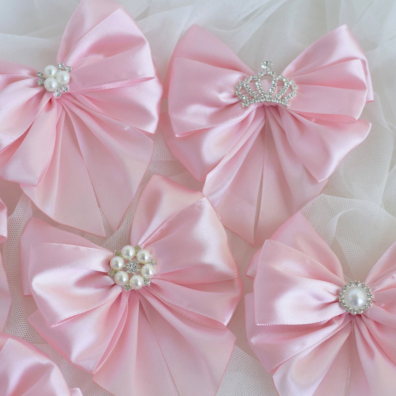 Christmas Tree Bows Satin Tree Bows Xmas Pink Powder Bows Decorative ...