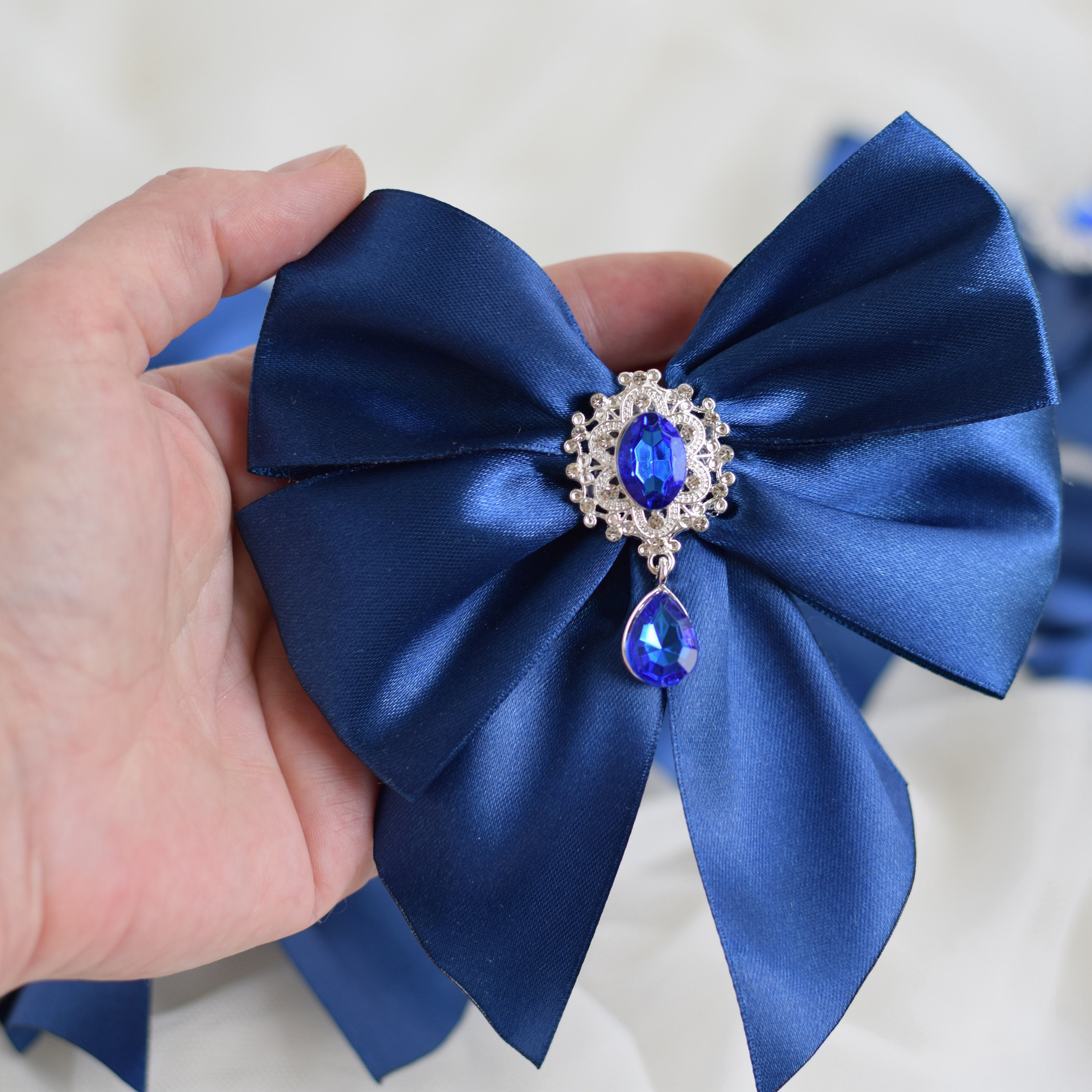 Christmas Tree Bows Satin Tree Bows Xmas Navy Blue Bows Decorative Bows ...