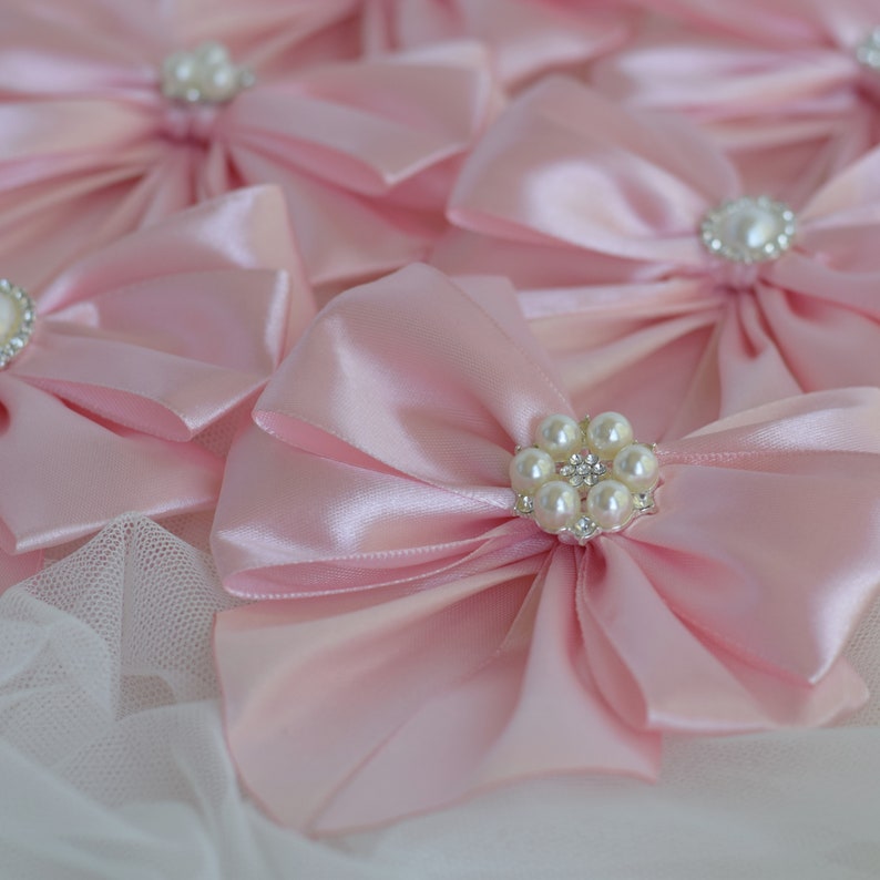 Christmas Tree Bows Satin Tree Bows Xmas Pink Powder Bows Decorative ...