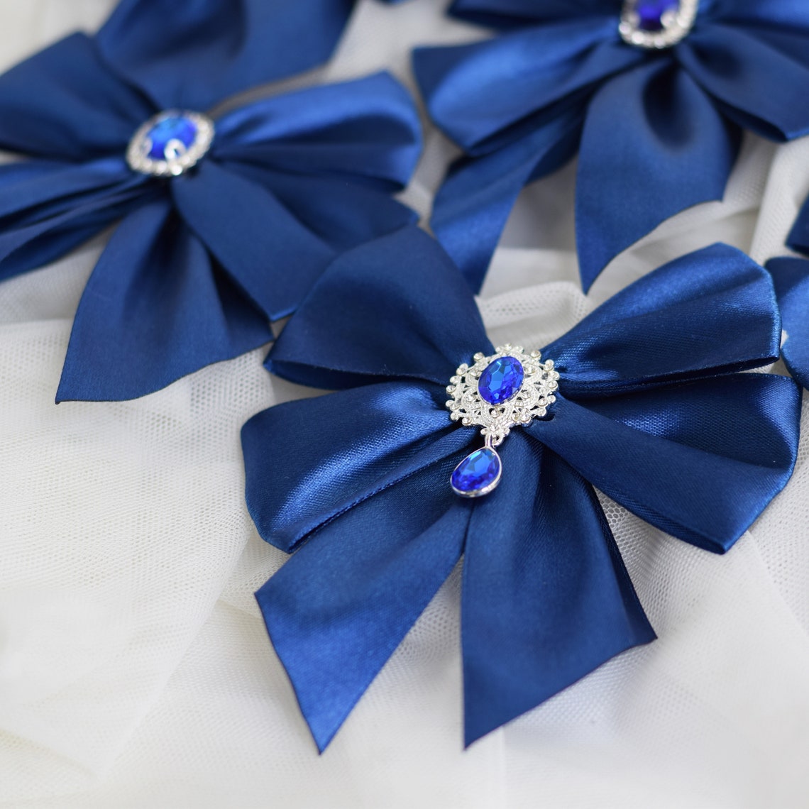 Christmas Tree Bows Satin Tree Bows Xmas Navy Blue Bows Decorative Bows ...
