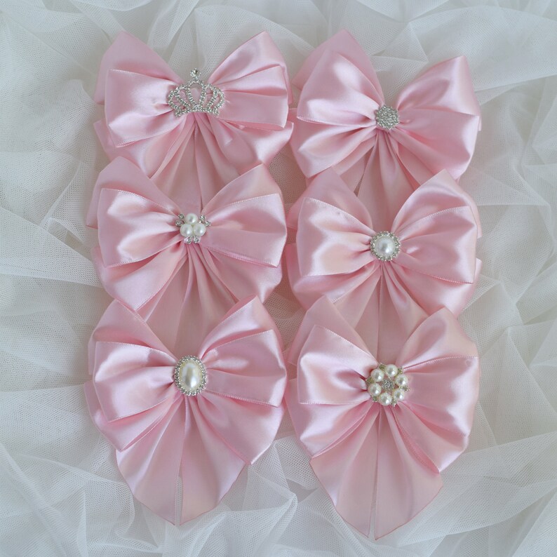 Christmas Tree Bows Satin Tree Bows Xmas Pink Powder Bows Decorative ...