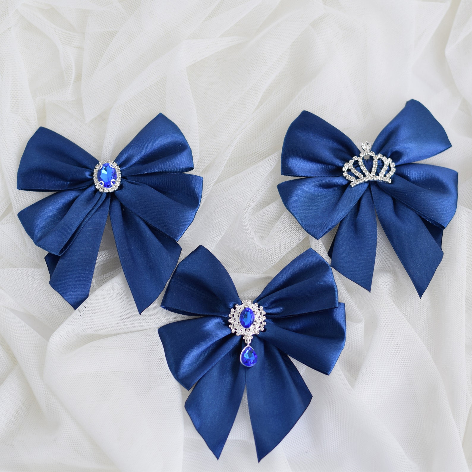 Christmas Tree Bows Satin Tree Bows Xmas Navy Blue Bows Decorative Bows ...