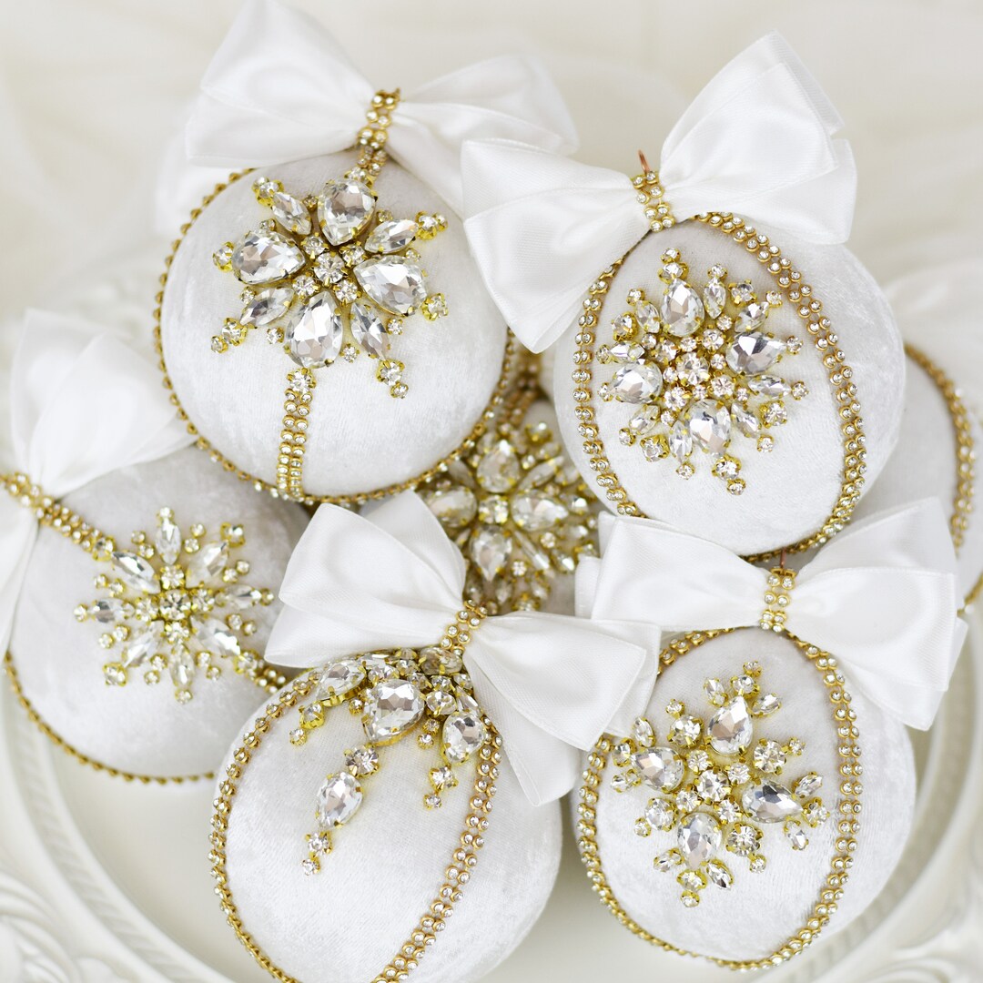 Christmas Rhinestones Ornaments Handmade Christmas Balls Christmas Tree ...