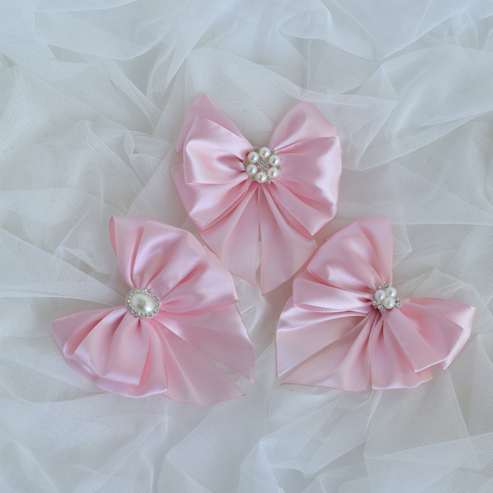 Christmas Tree Bows Satin Tree Bows Xmas Pink Powder Bows Decorative ...