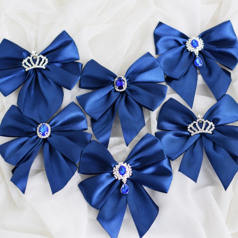 Christmas Tree Bows Satin Tree Bows Xmas Navy Blue Bows Decorative Bows ...
