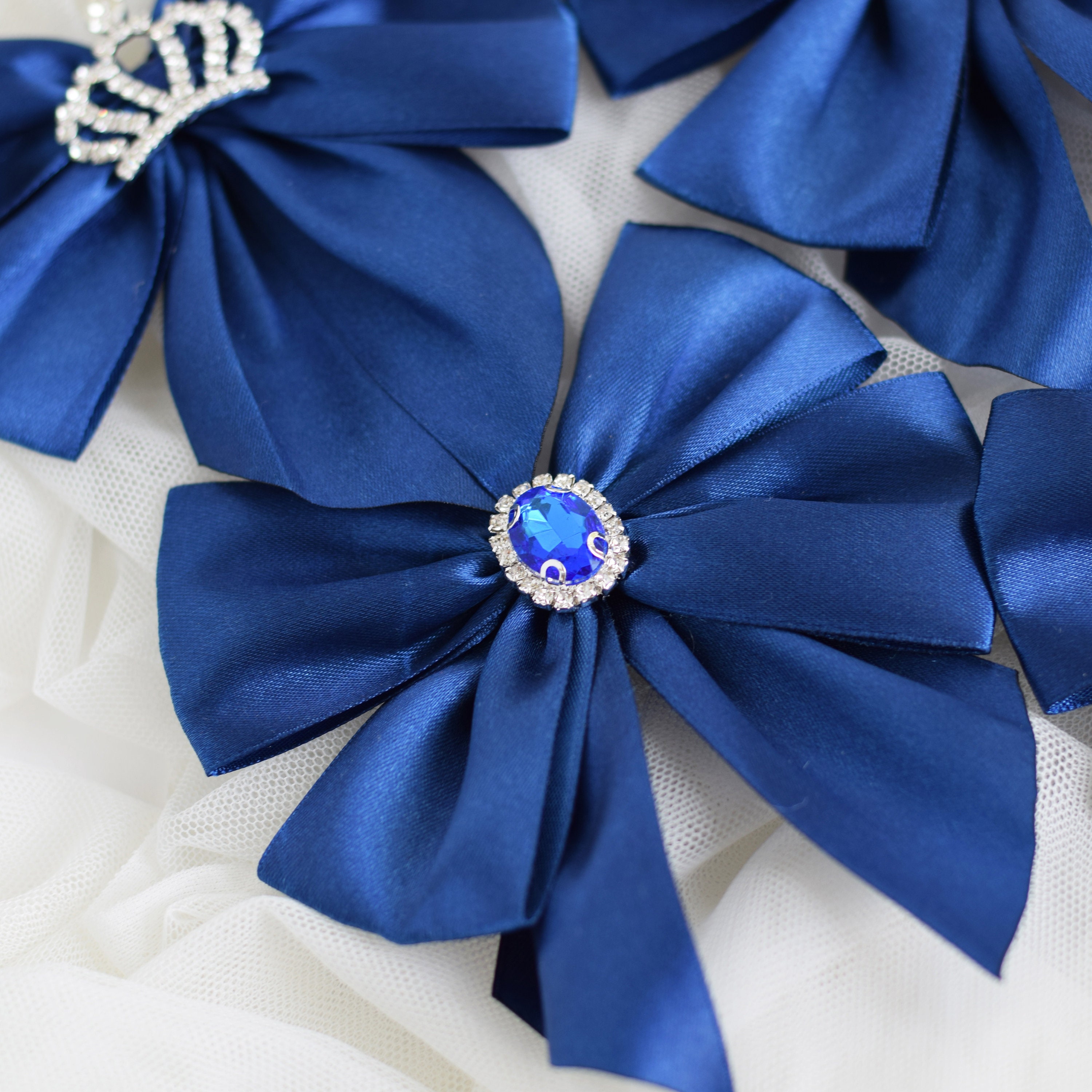 Christmas Tree Bows Satin Tree Bows Xmas Navy Blue Bows Decorative Bows ...