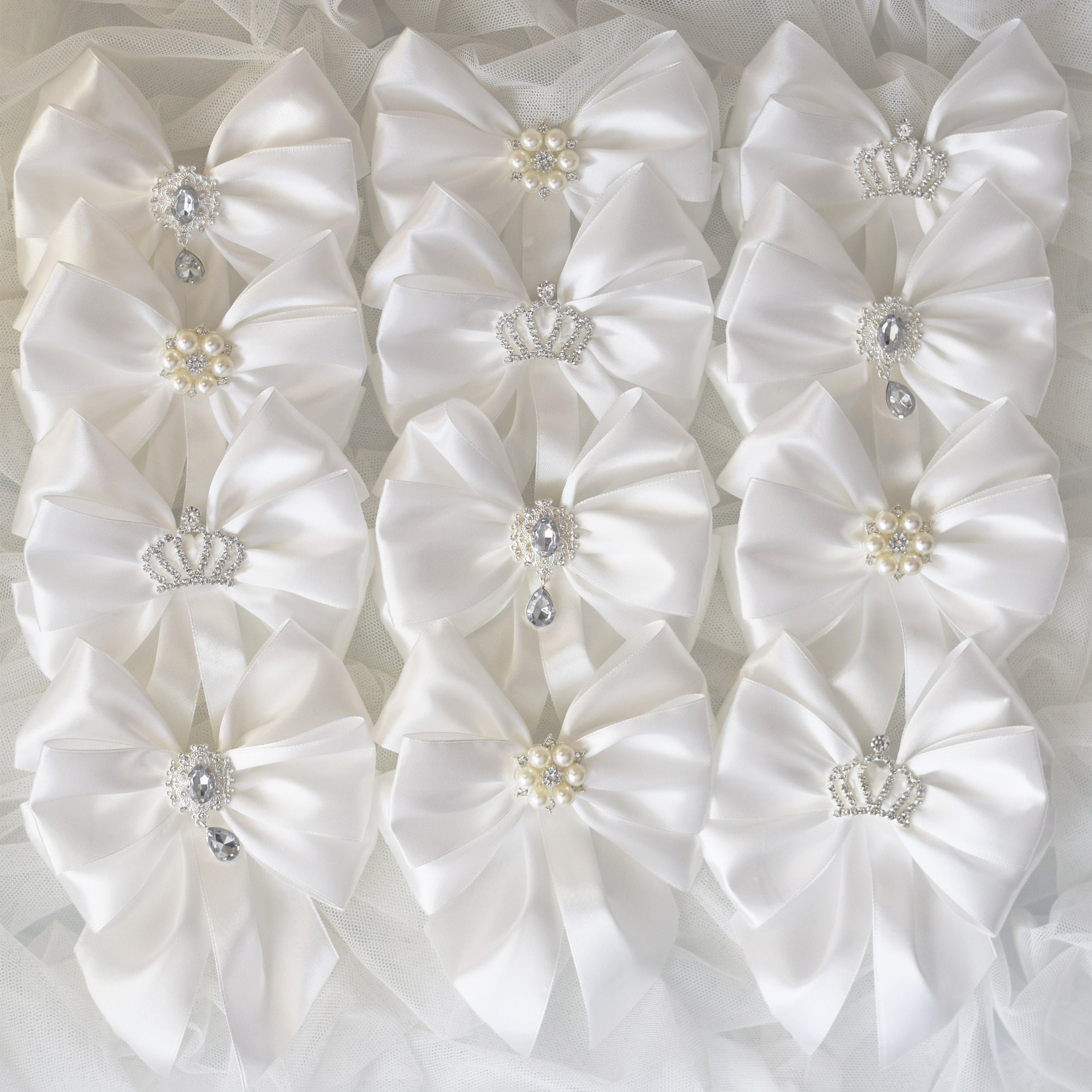 Christmas Tree Bows Satin Tree Bows Xmas off White Bows Decorative Bows ...