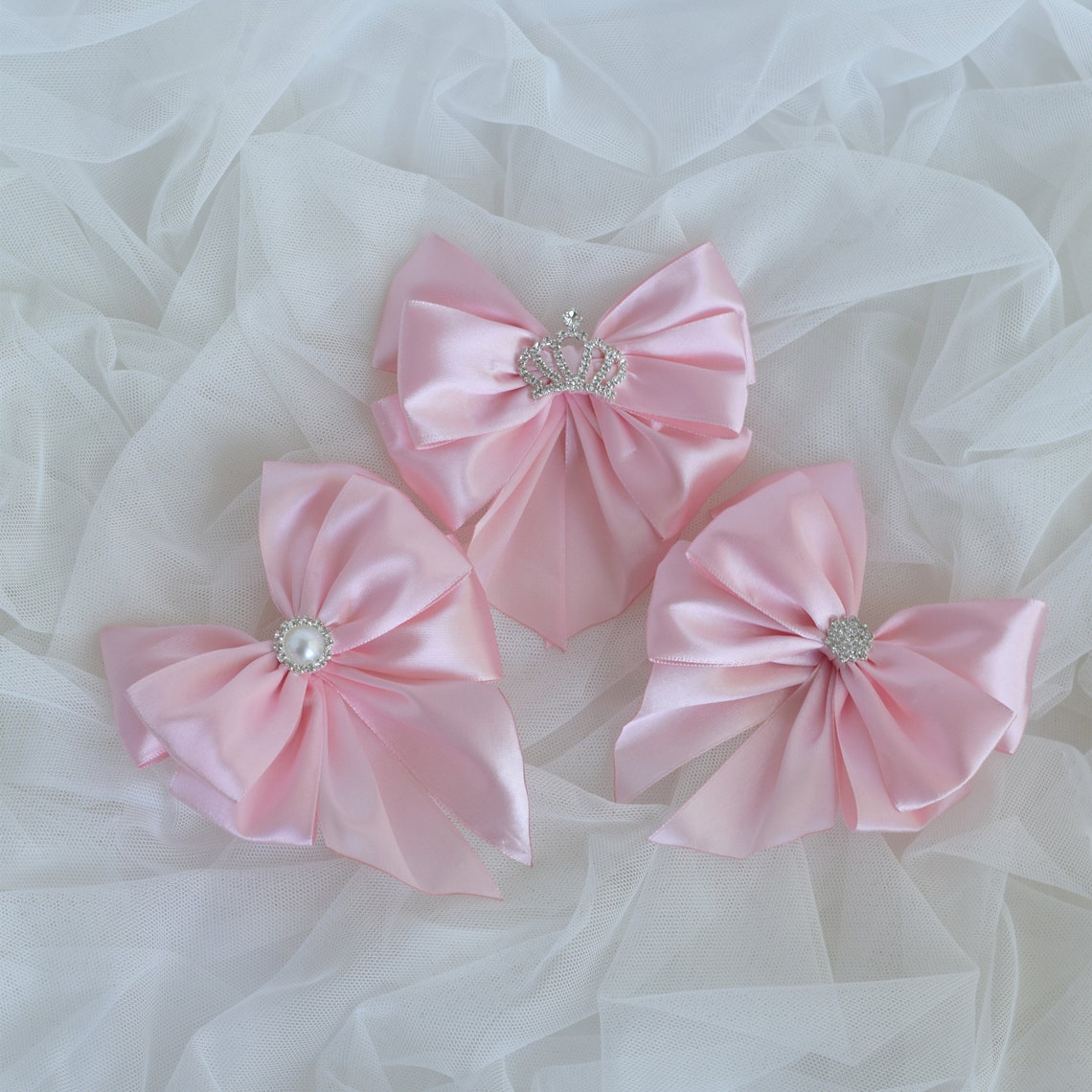 Christmas Tree Bows Satin Tree Bows Xmas Pink Powder Bows Decorative ...