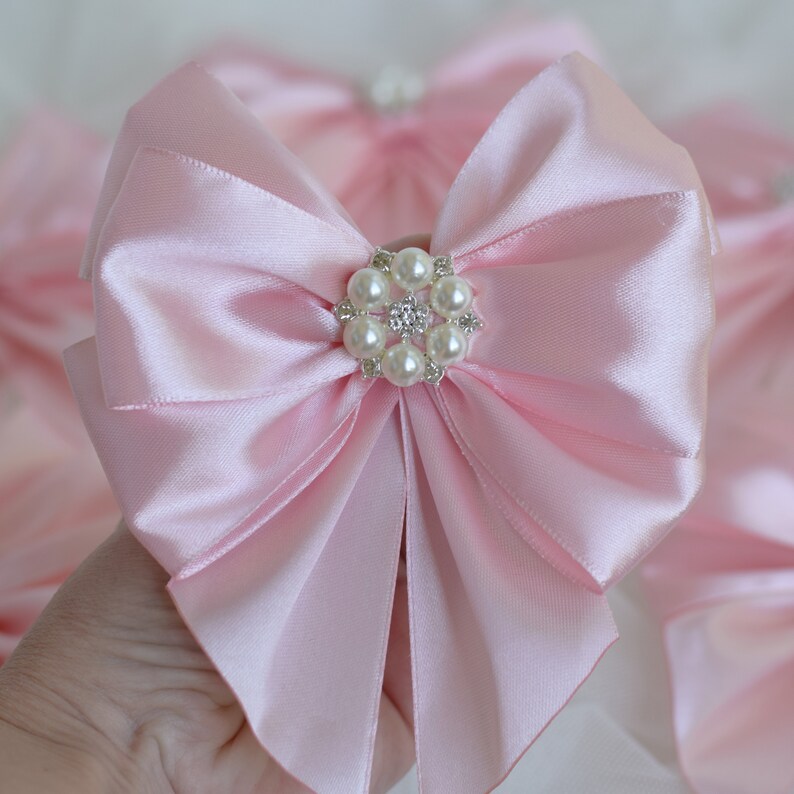 Christmas Tree Bows Satin Tree Bows Xmas Pink Powder Bows Decorative ...