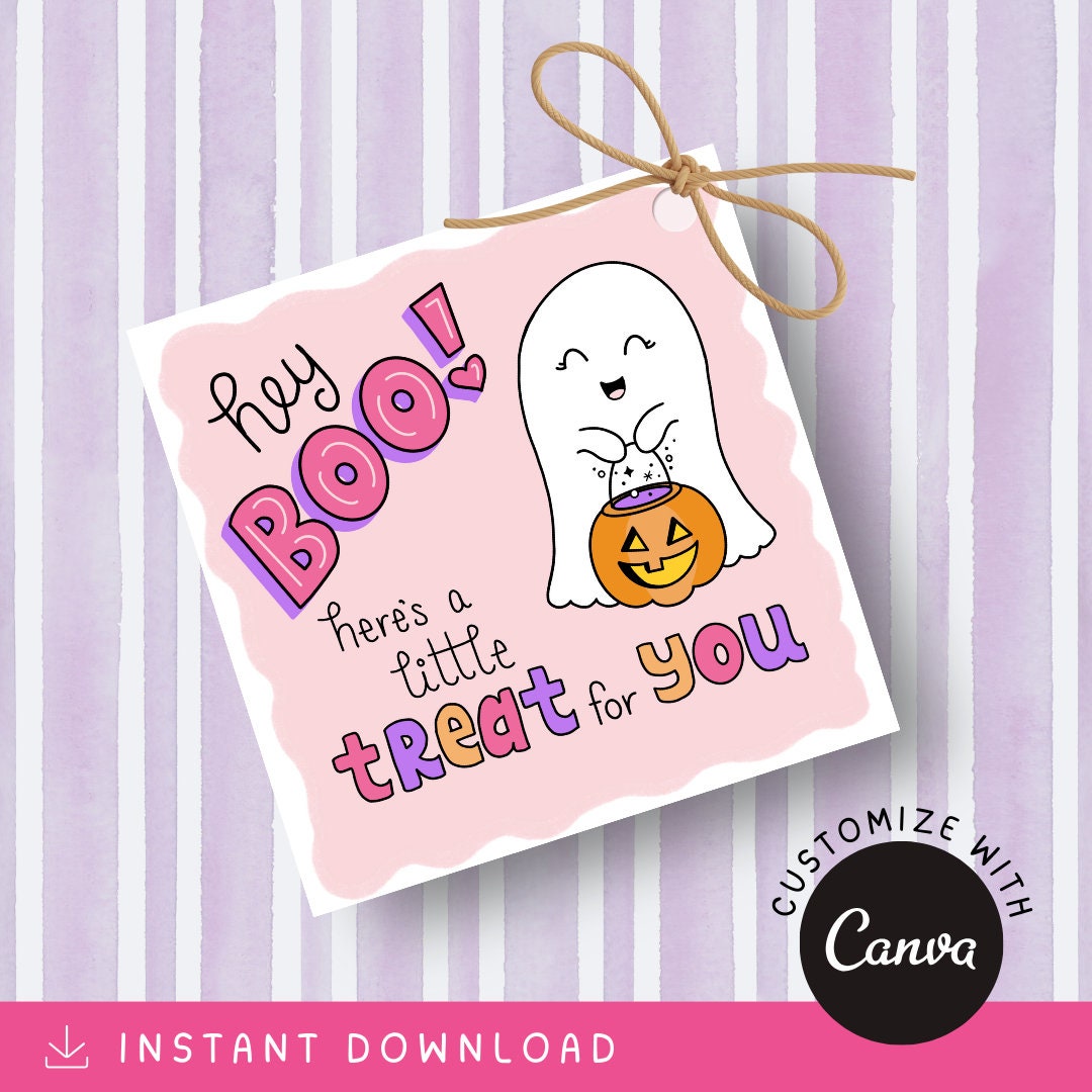 Hey Boo Halloween Customizable + Printable Gift Tags for Party Favors ...