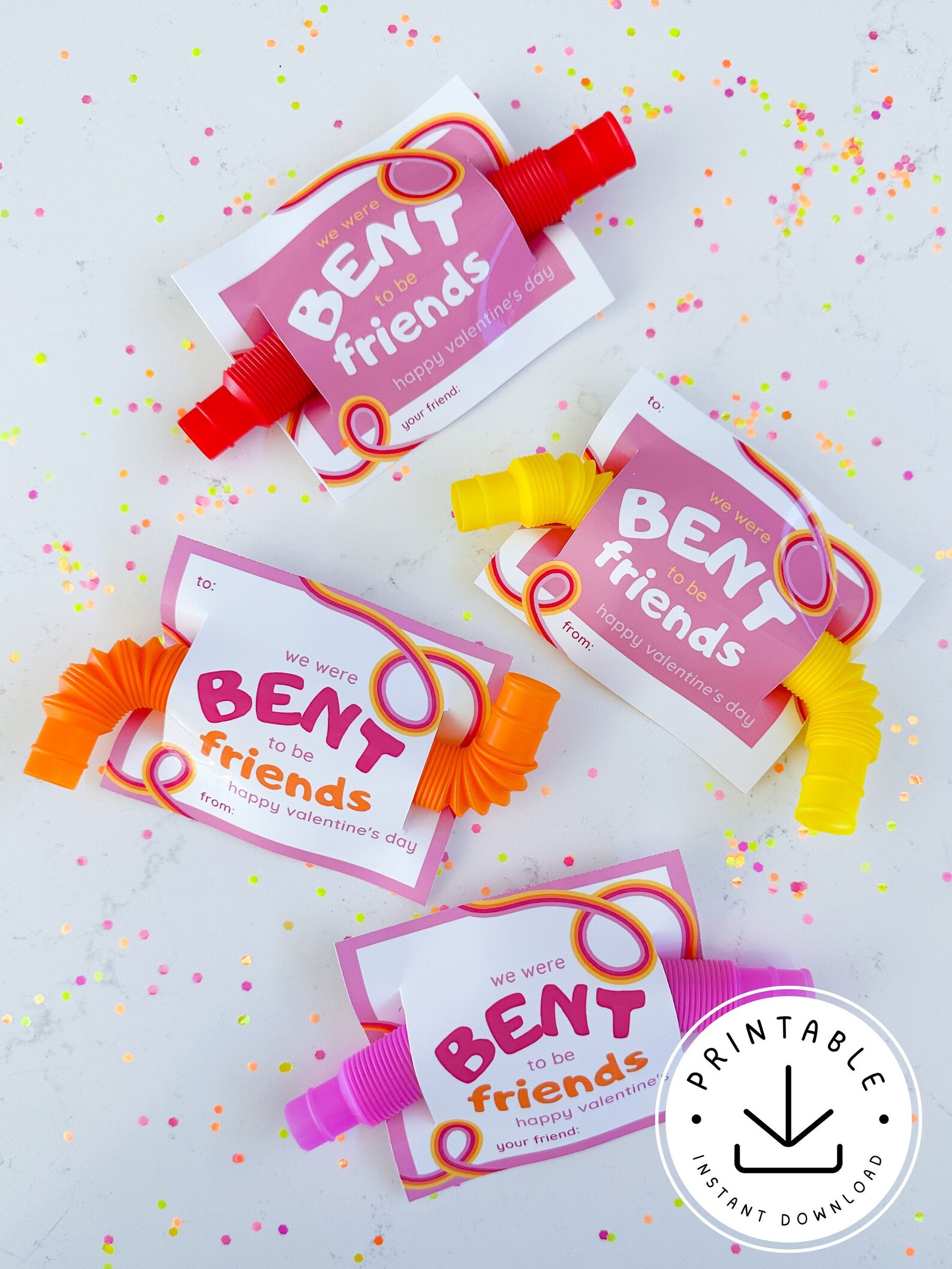 BENT to Be Friends [BLUE] Customize + Printable Gift Tags, Bendy Tube ...