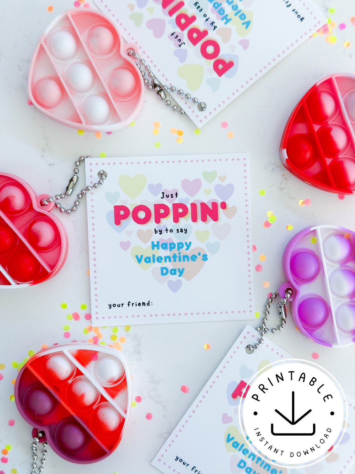 PRINTABLE Valentine Cards, Popper Valentines, Pop It Fidgit Valentines ...
