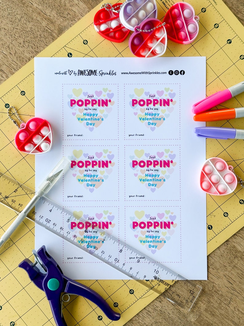 PRINTABLE Valentine Cards, Popper Valentines, Pop It Fidgit Valentines ...