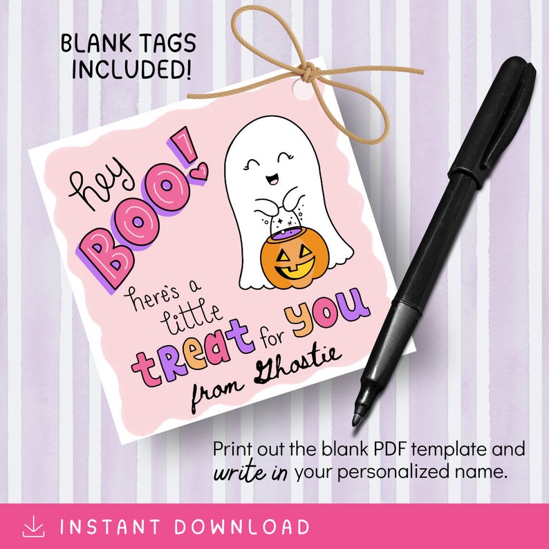 Hey Boo Halloween Customizable + Printable Gift Tags for Party Favors ...