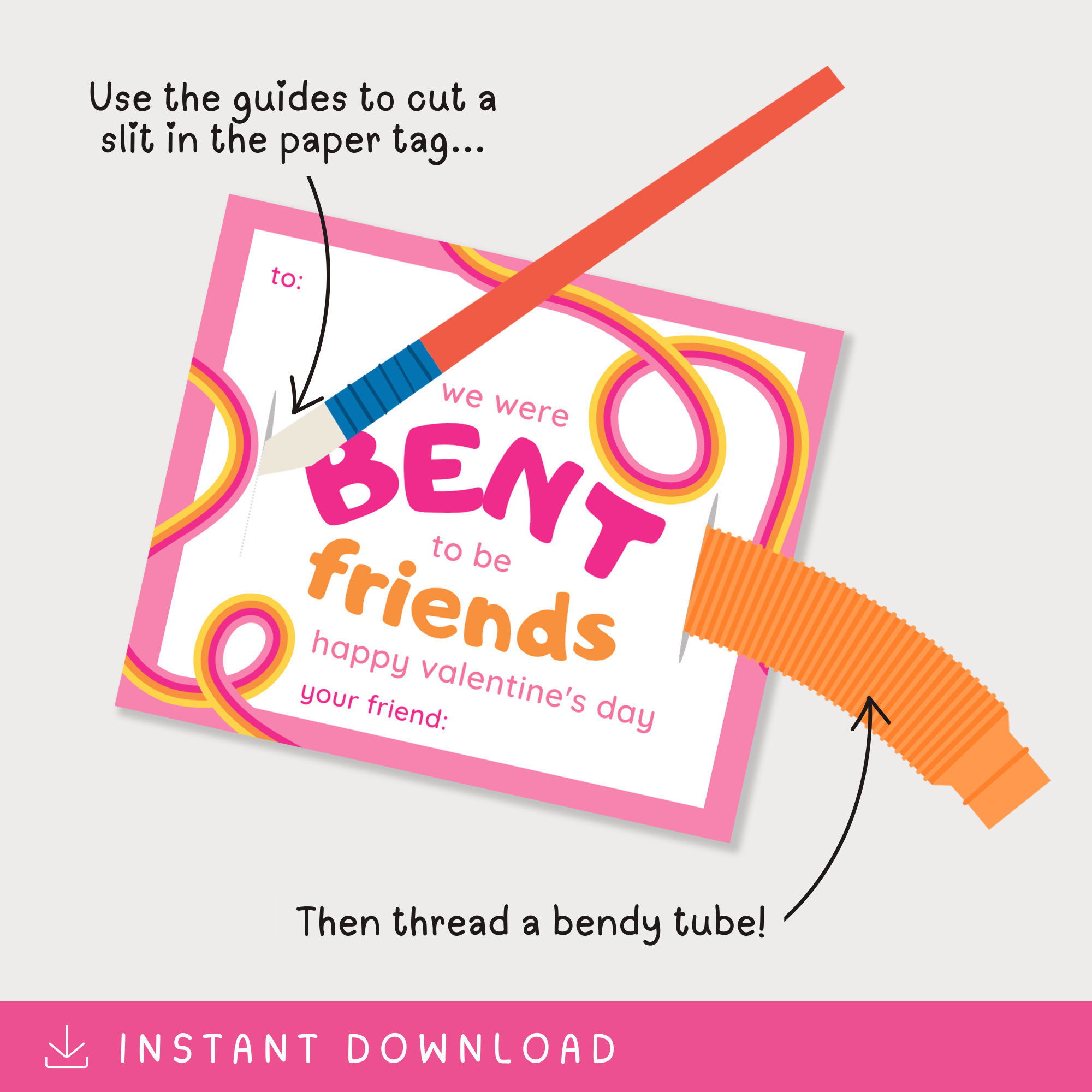BENT to Be Friends BLUE Customize Printable Gift Tags, Bendy Tube ...
