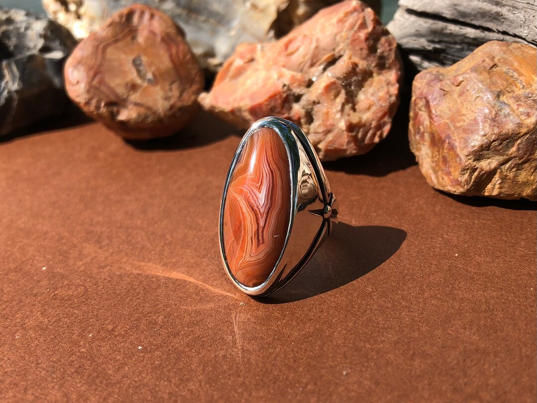 Orange-red Lake Superior Agate Ring Sterling Silver Size 7.5 - Etsy
