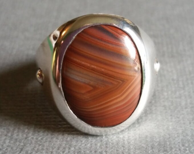 Lake Superior Agate Men's Ring Set in .950 Sterling Silver Size 12 - Etsy