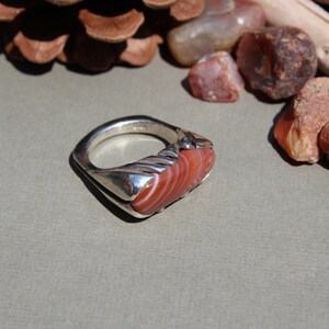Red Banded Lake Superior Agate Ring Set in 950 Sterling - Etsy