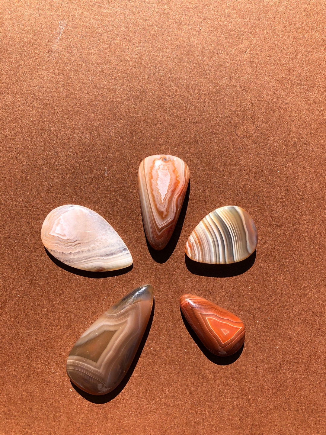 Tear Drop Assortment of Five Lake Superior Agate Cabochons #KK - Etsy