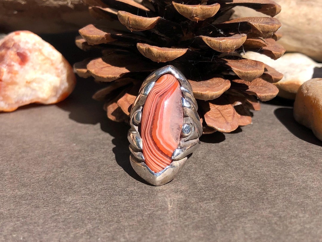 Red Banded Lake Superior Agate Ring Sterling Silver Size 5.5 - Etsy