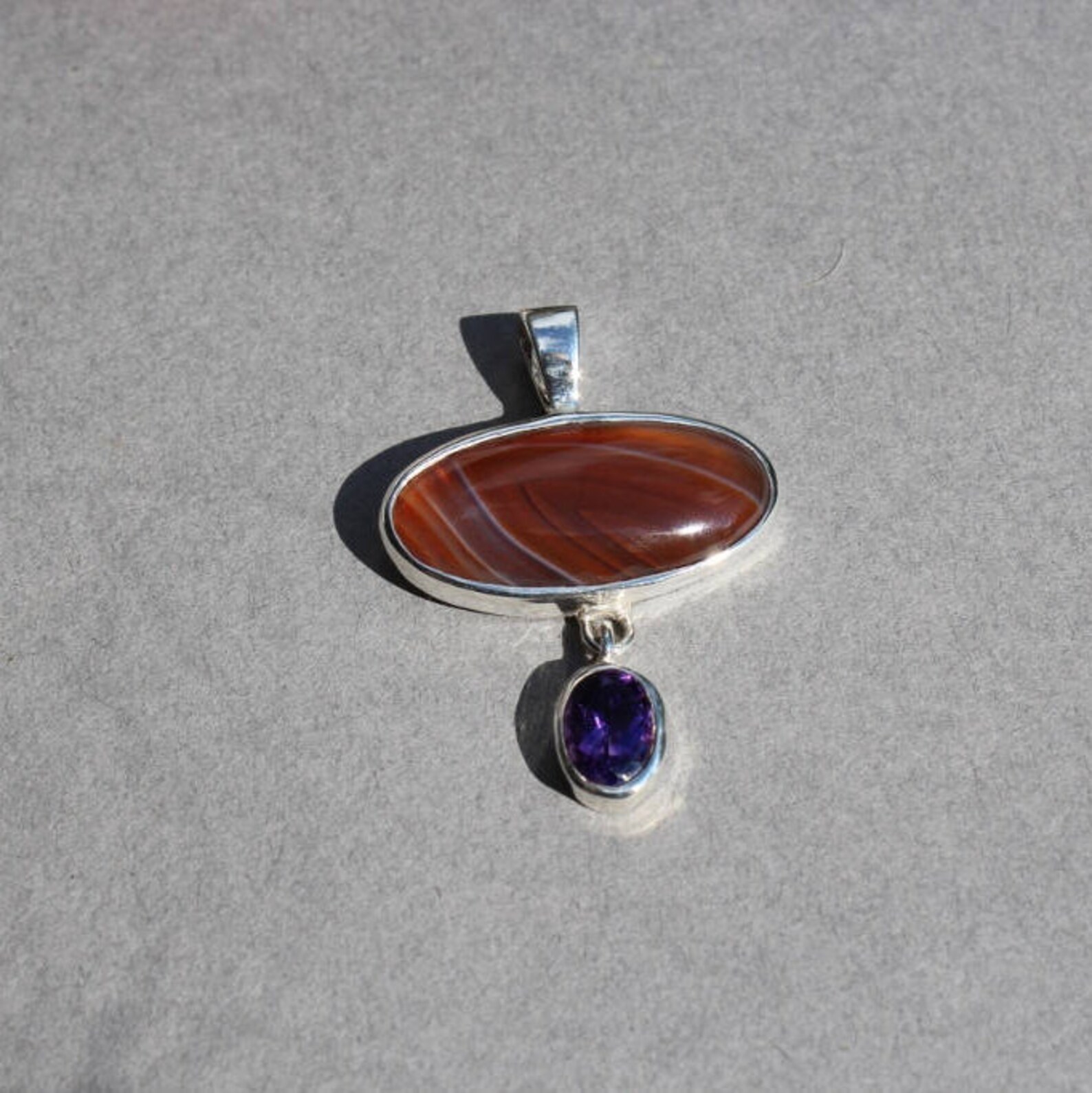 Red and Clear Quartz Banded Lake Superior Agate set in.950 | Etsy