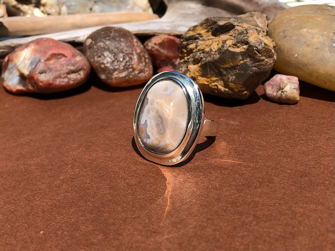 9-5 Tube Agate Lake Superior Tube Agate Ring Set in Sterling - Etsy